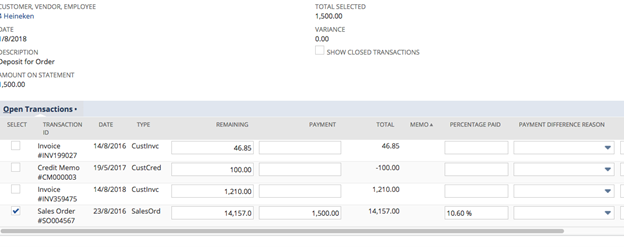 Matching a Payment to a Sales Order – ZoneReconcile Knowledge Base