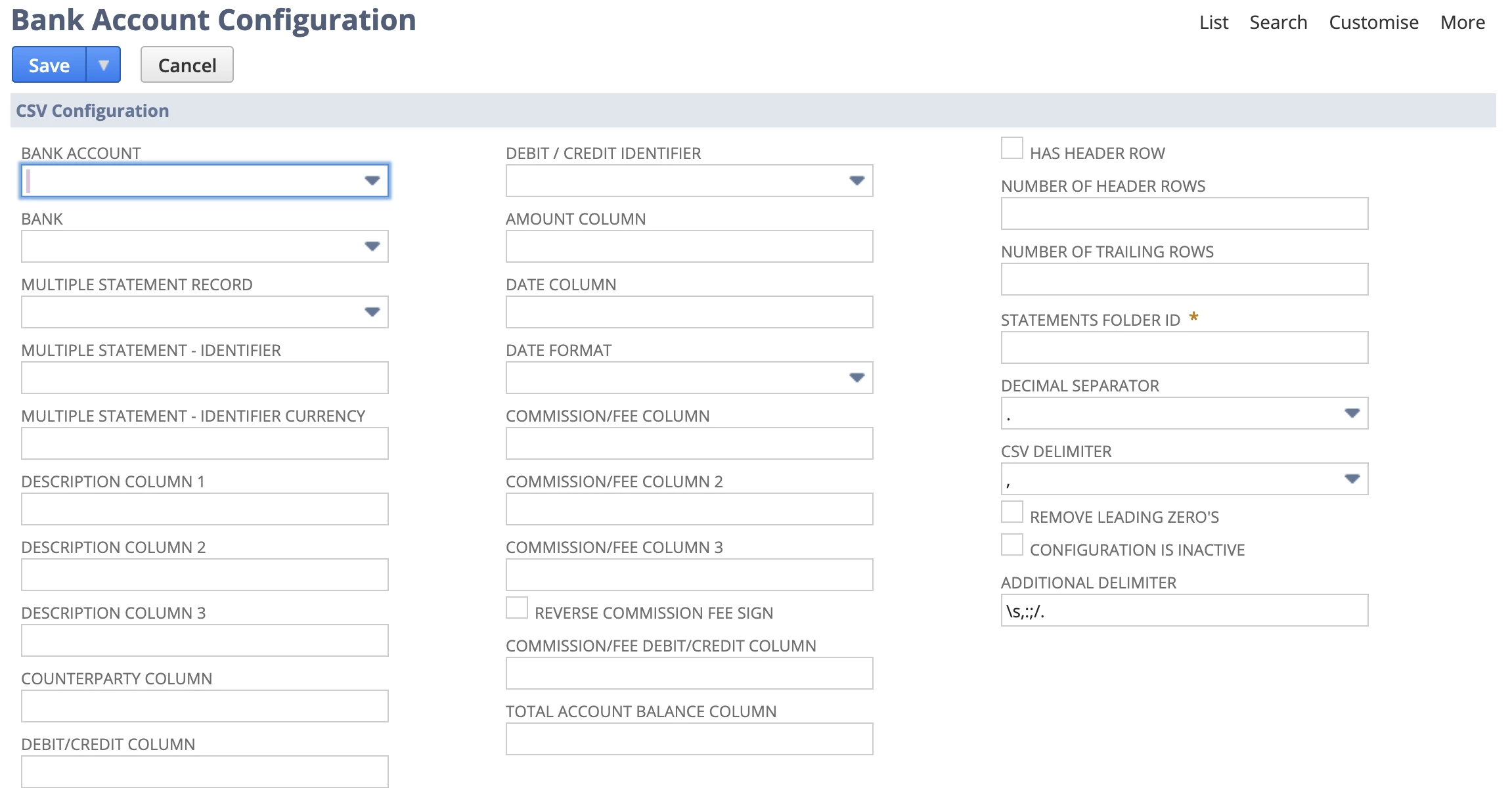 Setup a Bank Statement Configuration Record – ZoneReconcile Knowledge Base